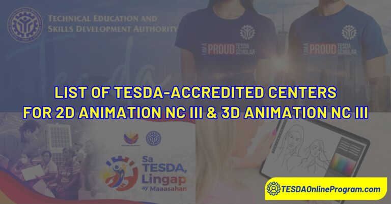 List of TESDA Assessment Centers Offering 2D Animation NC III & 3D ...